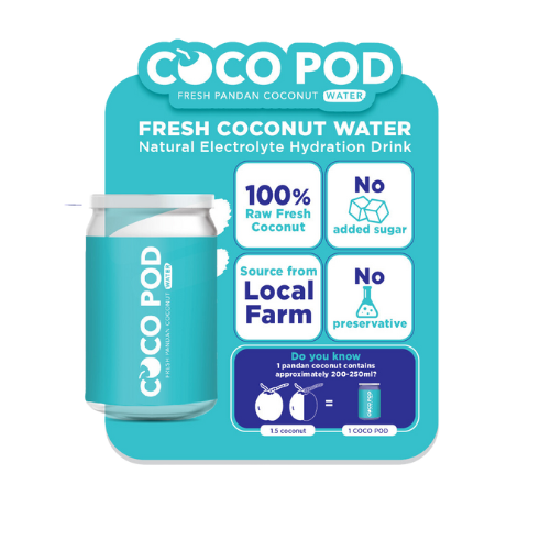 CocoPod 100% Fresh Coconut Water & Flesh 330ml – Deepwork